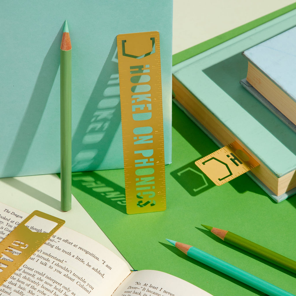 Hooked On Phonics Metal Bookmark Stencil – Brass Monkey